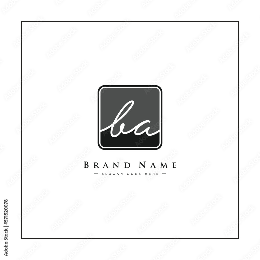 Initial Signature Logo for Letter BA - Vector Logo Template in ...