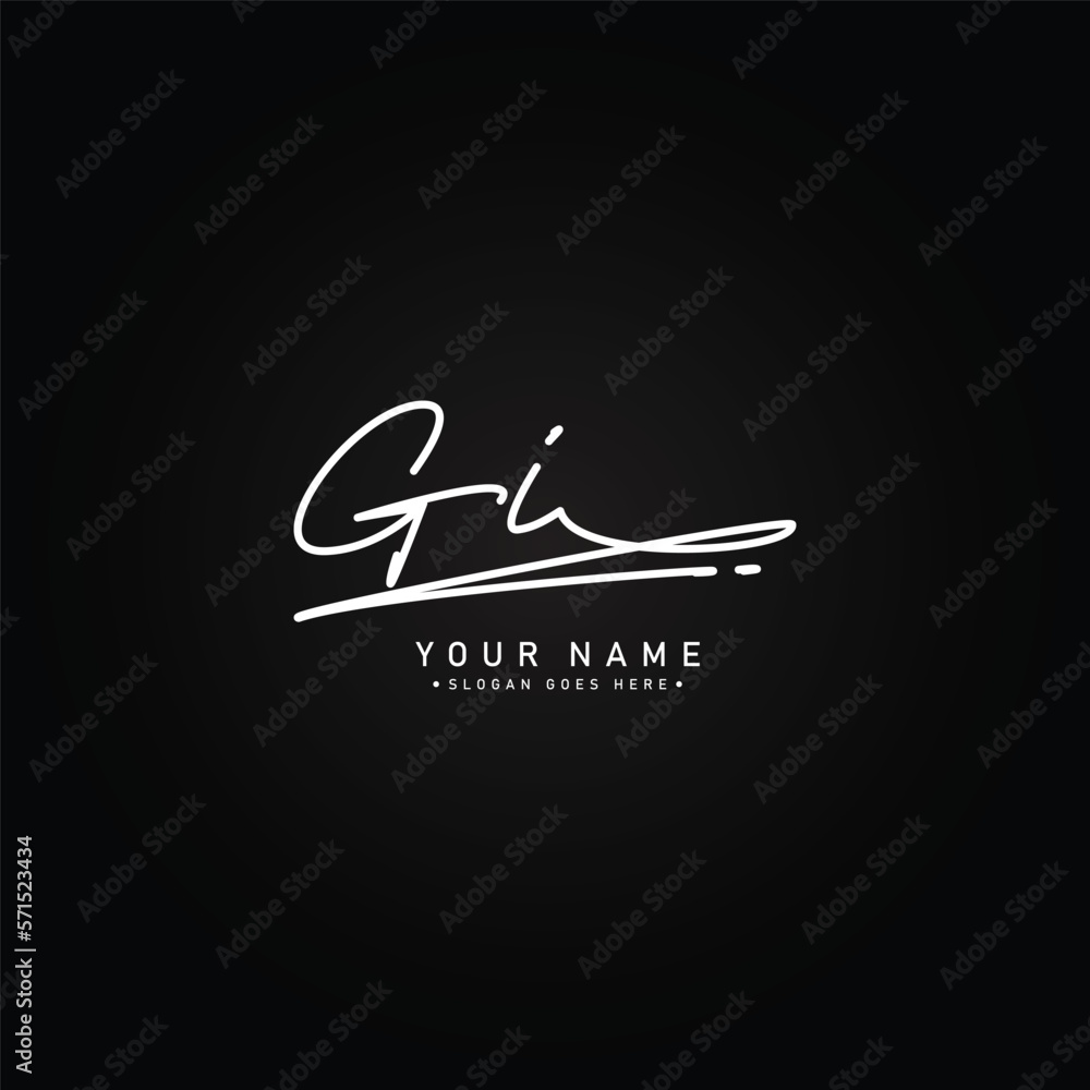 Simple Signature Logo for Alphabet GI - Handwritten Signature for ...