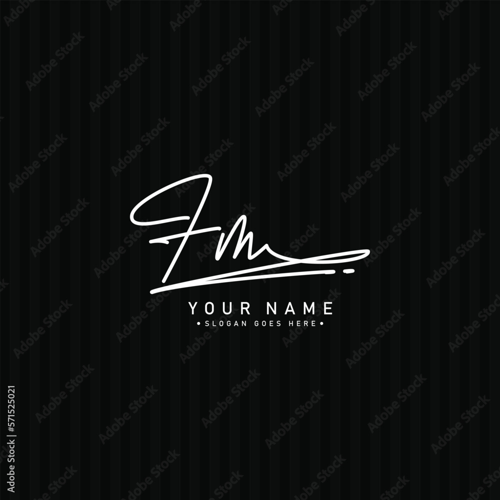FM Signature Logo - Handwritten Vector Logo Template for FM Alphabet ...