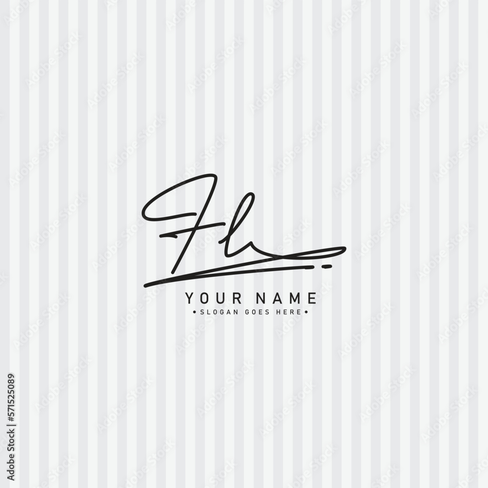 Handwritten Signature logo for Initial Letter FL - Vector Logo Template ...
