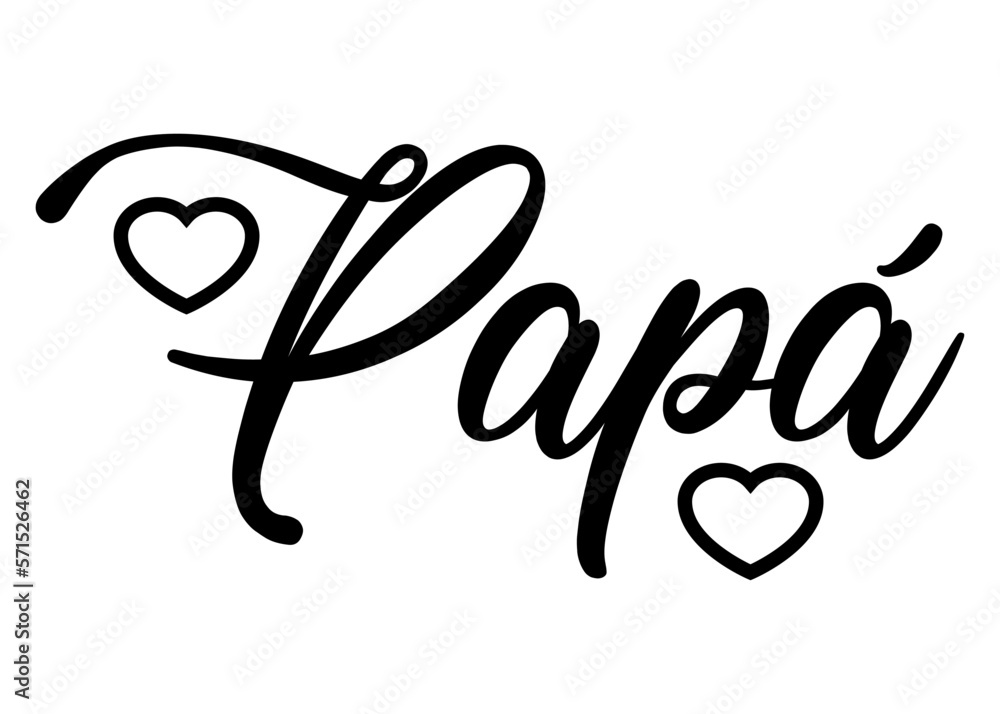 Día del Padre. Letras de la palabra papá con corazones. Texto ...