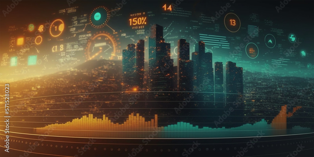 Smart city and abstract dot point connect with gradient line and ...