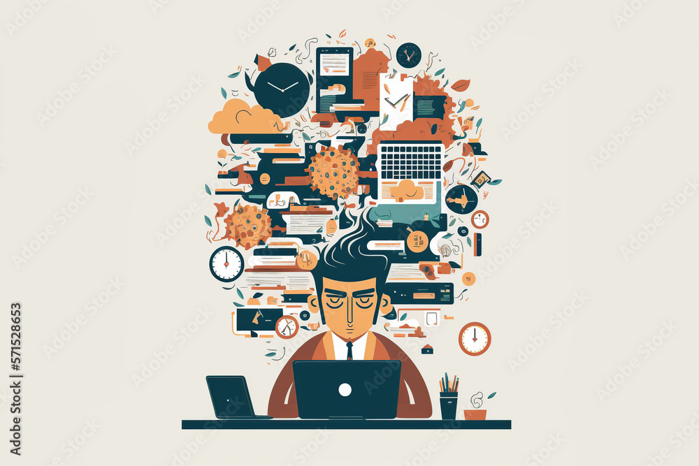 Self management and multitasking concept. Generative AI illustration ...