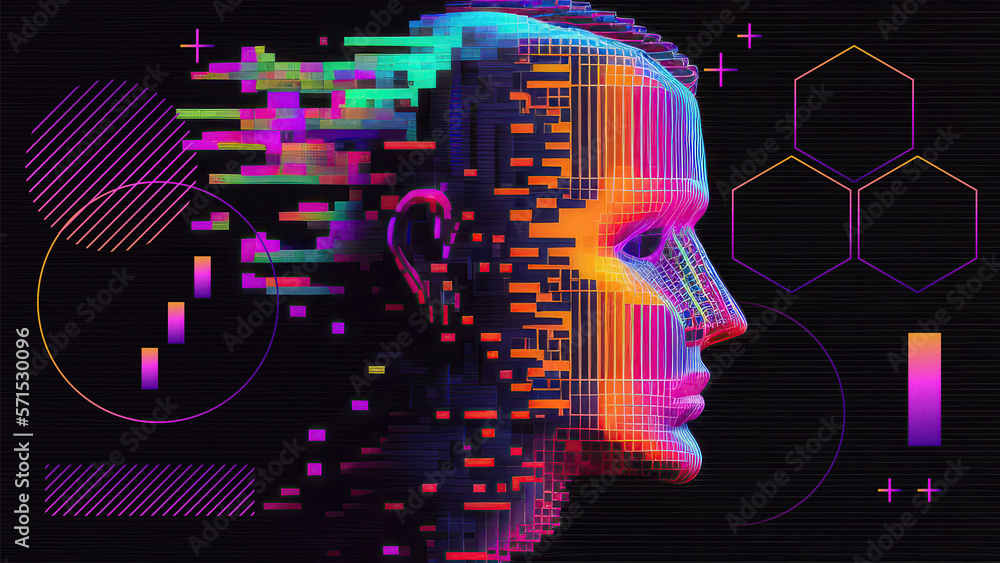 ภาพประกอบสต็อก Artificial Intelligence and Virtual Reality concept. 3D ...