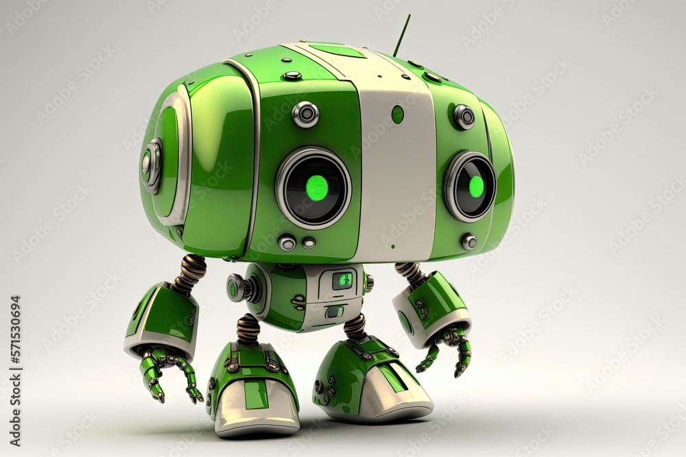 little green robot on white background. Generative AI Stock ...