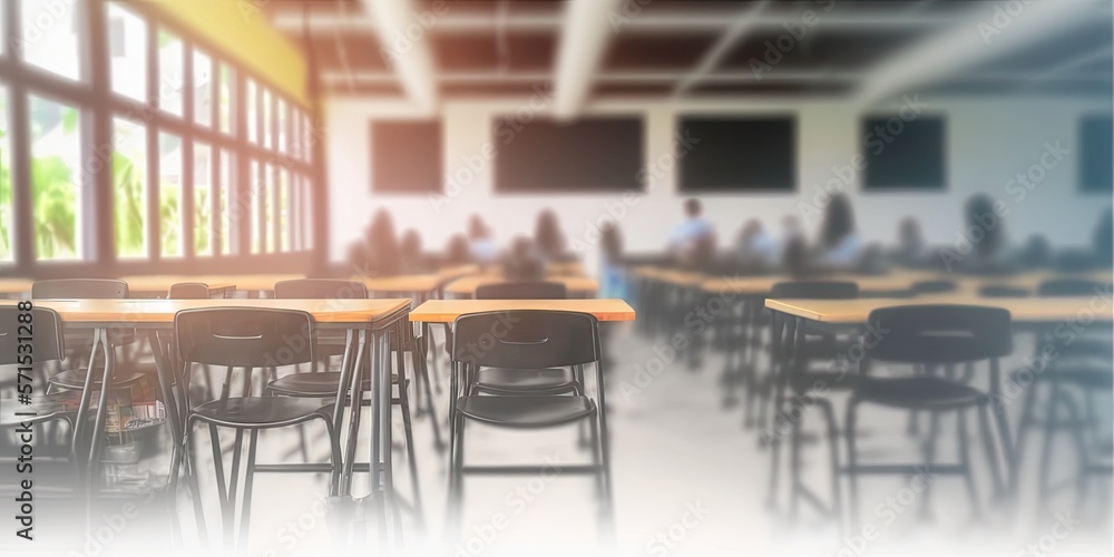 School smart classroom in blur background without young student; Blurry ...