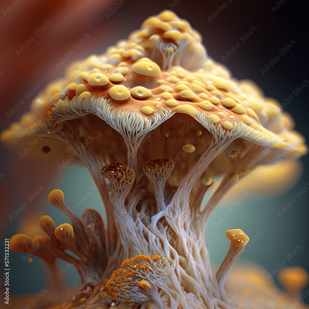 Microscopic image of fungus structure, AI Generated Stock Illustration ...
