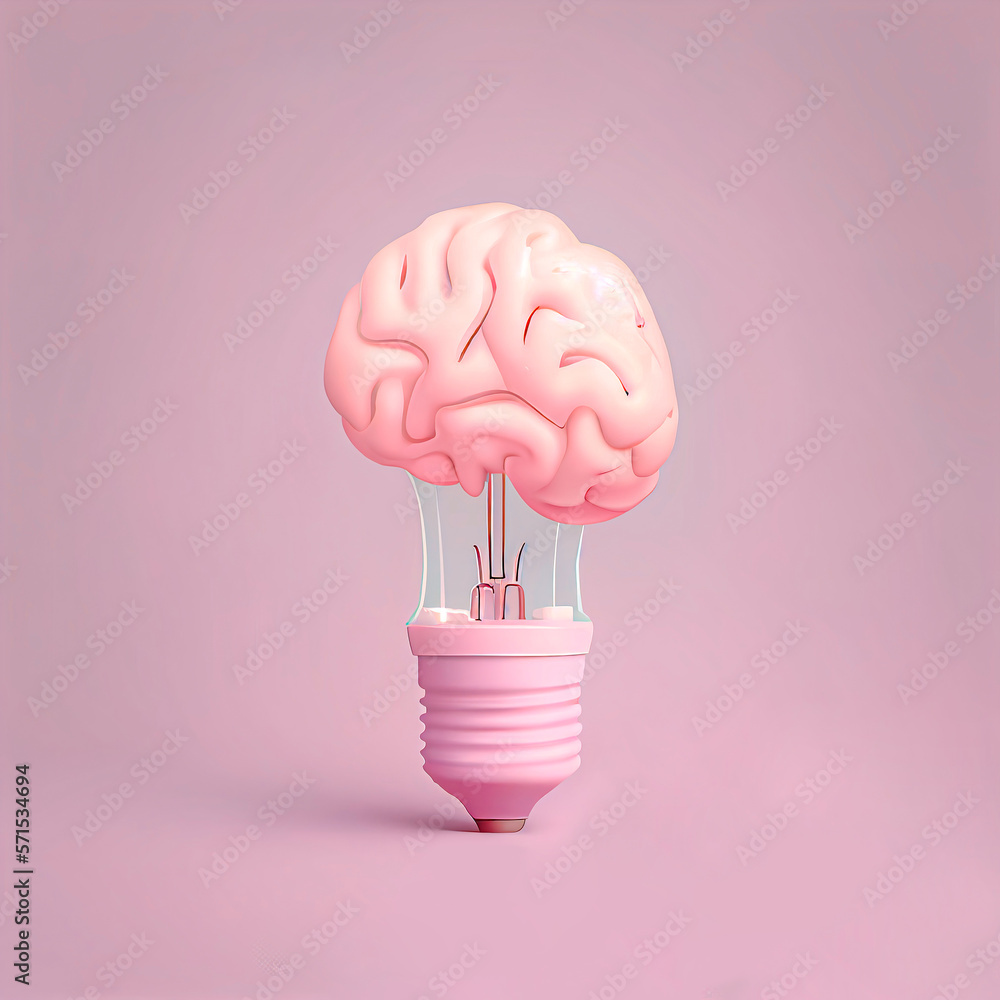 Abstract creative process of thinking and arriving at a genius idea ...