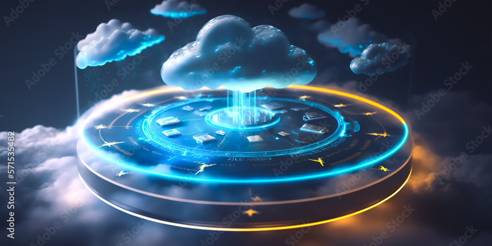 Cloud services powered by artificial intelligence, futuristic storage ...