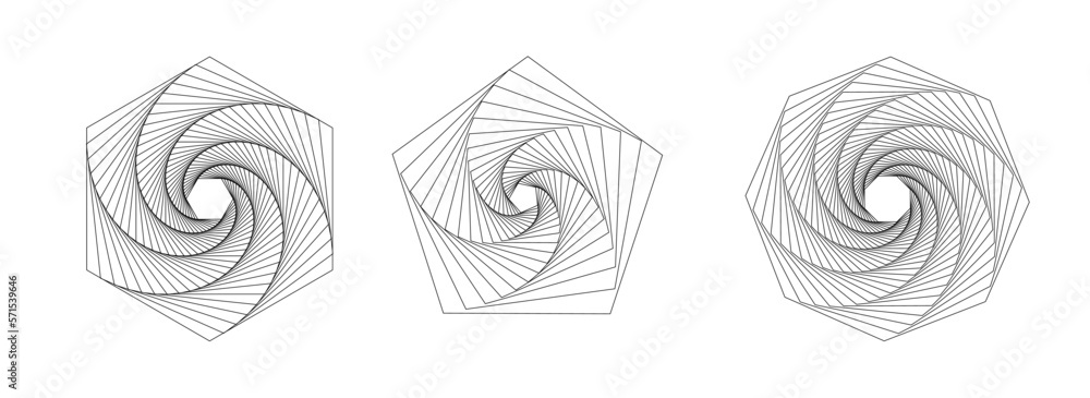 Vetor de Vector set spirograph figures. White abstract tunnel ...