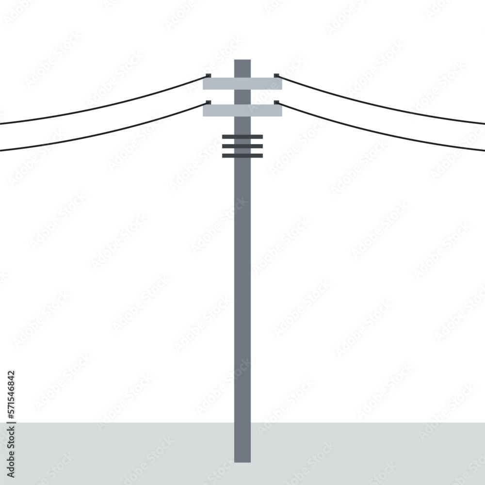 Electric pole isolated on white background. Wood power lines, Electric ...