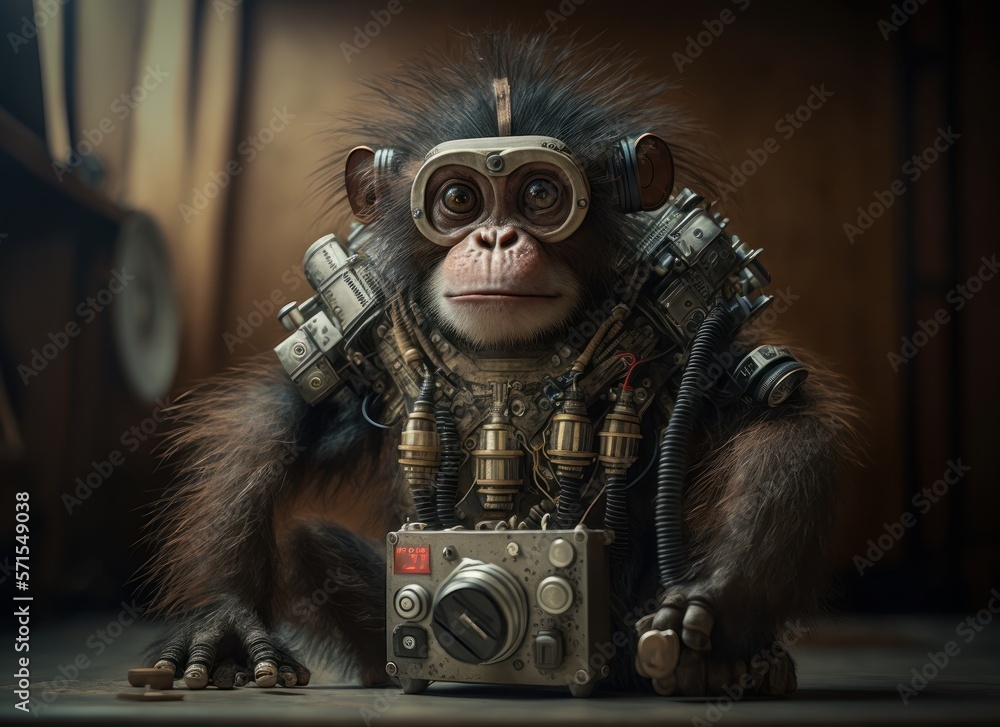 mechanical monkey, collection of mechanical animals, cyborg animals, robot animals Stock ...