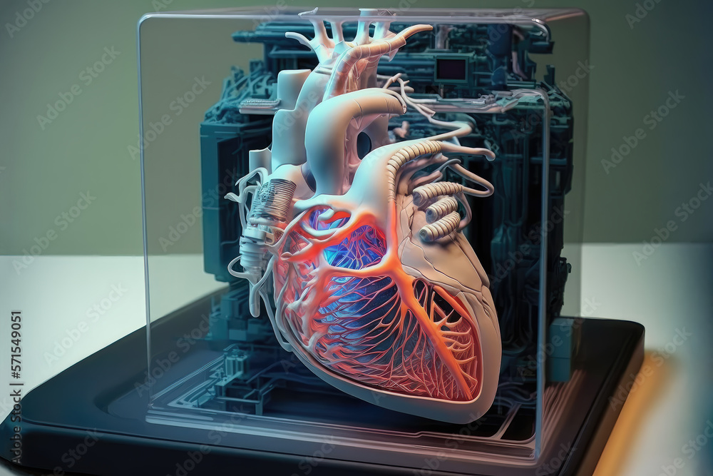 Future of surgery, medicine, organ transplantation. The doctor prints a ...