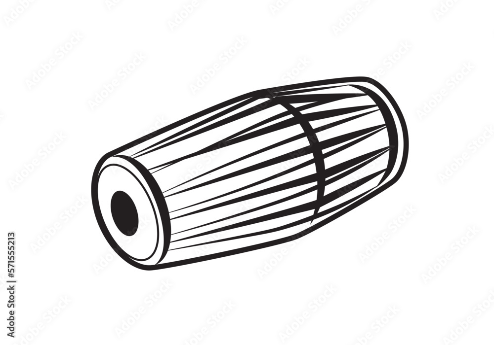 Mridangam, Indian musical instrument vector isolated. Carnatic ...