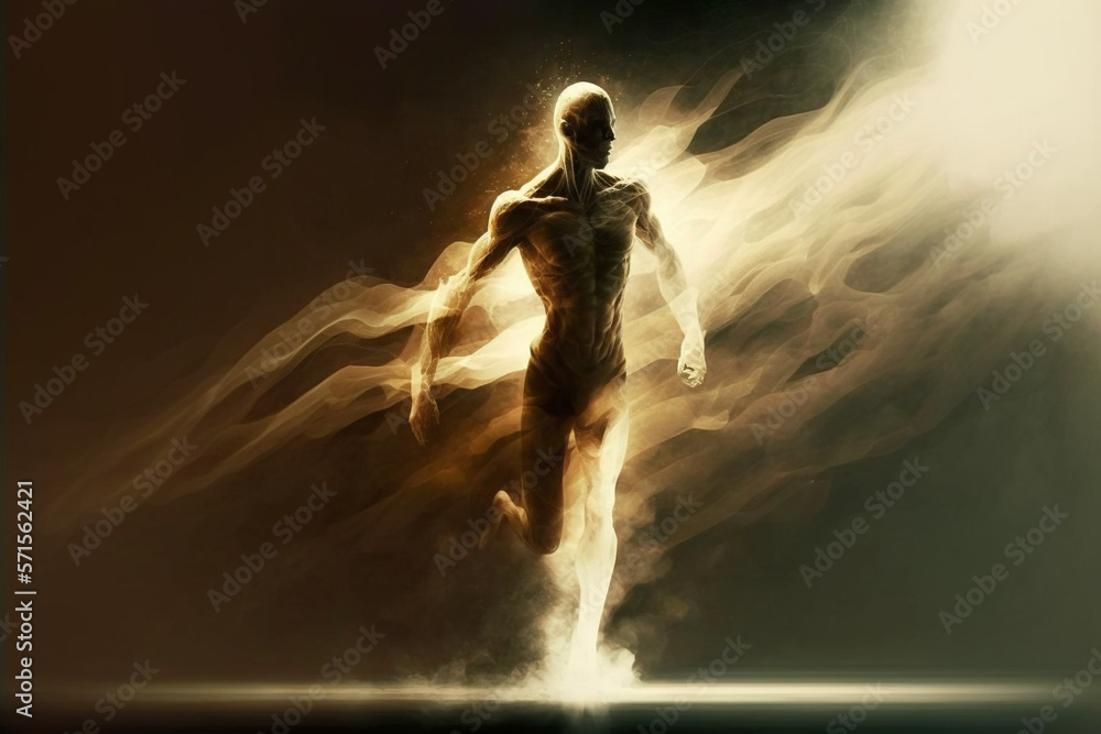 Generative Ai representing the soul leaving the body or rebirth. Stock ...