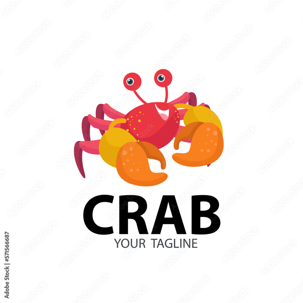 Cartoon Crab logo Cartoon smiling crab Stock Vector | Adobe Stock