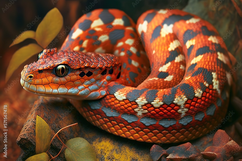 rhino viper snake, a beautiful, real snake, AI generated Stock ...