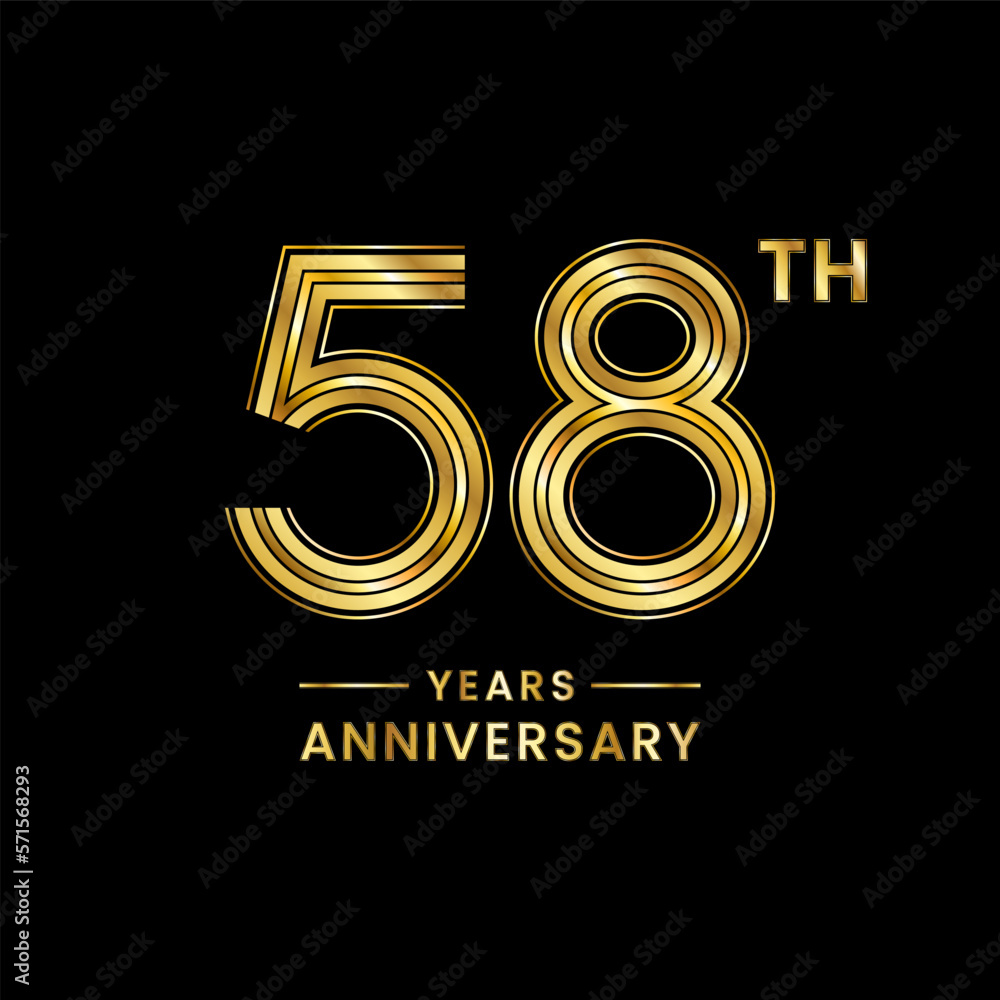 58th Anniversary logo design with golden numbers and text for ...