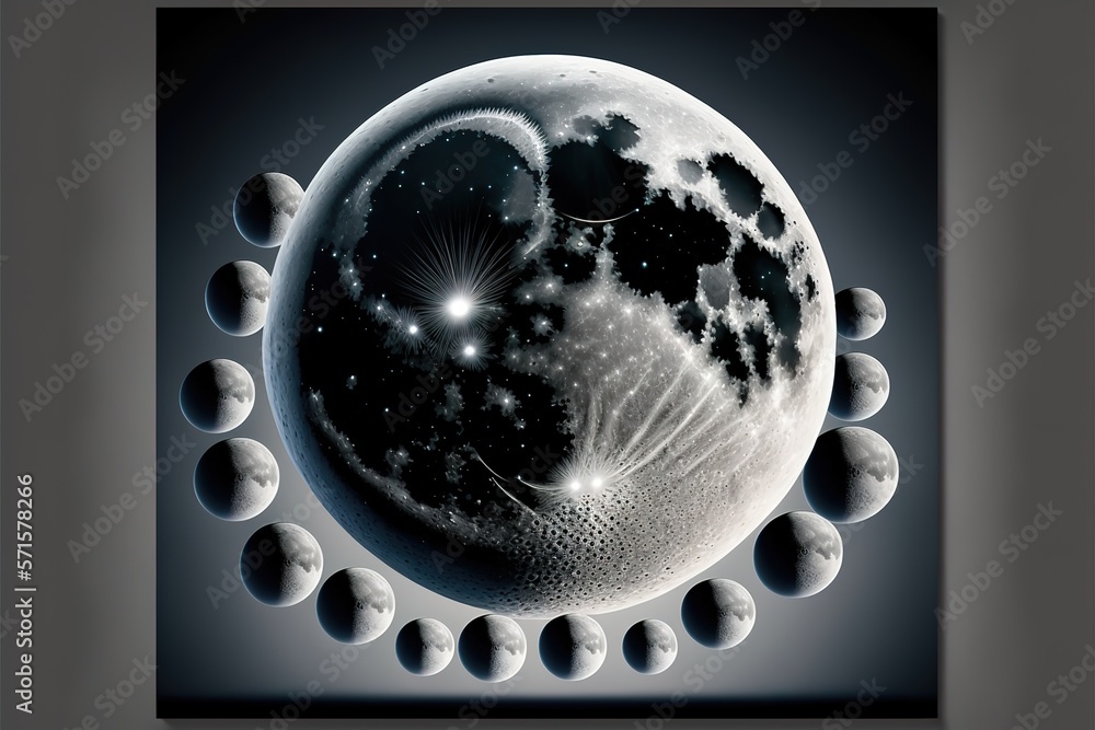 Moon phases night space astronomy and nature moon phases sphere shadow ...