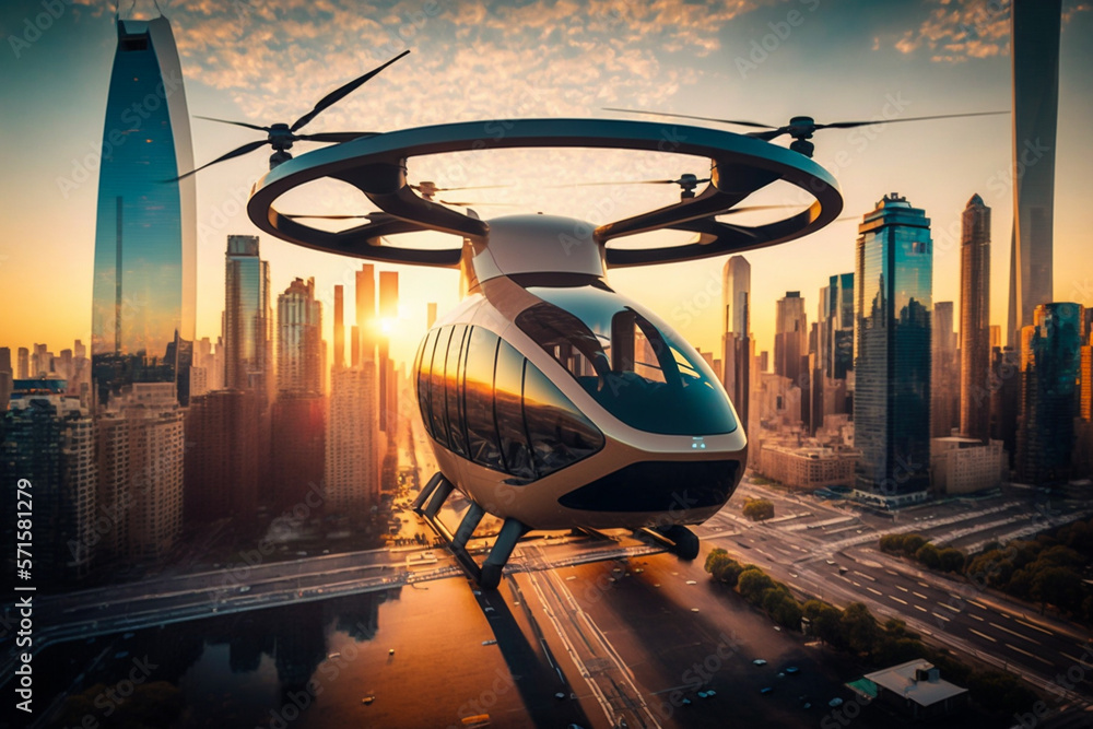 Future of urban air mobility, city air taxi, UAM urban air mobility ...