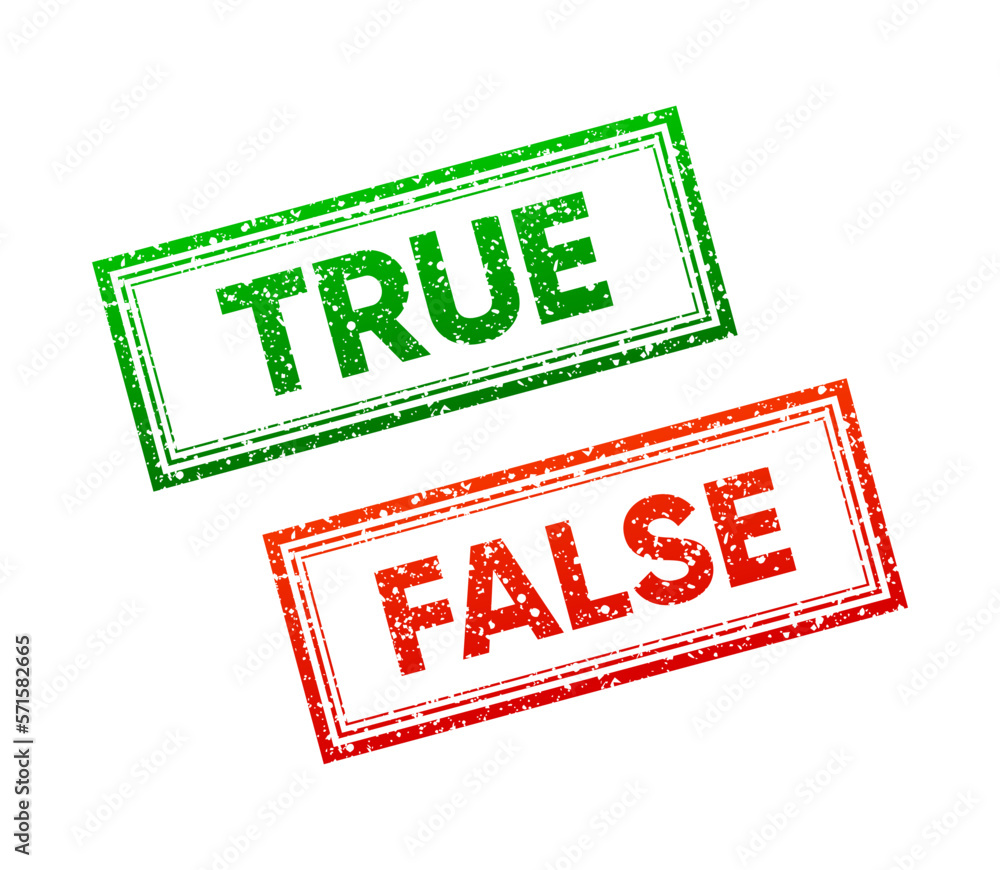 True and False Rubber Stamps. Stamps for comparison. Symbol accepted ...