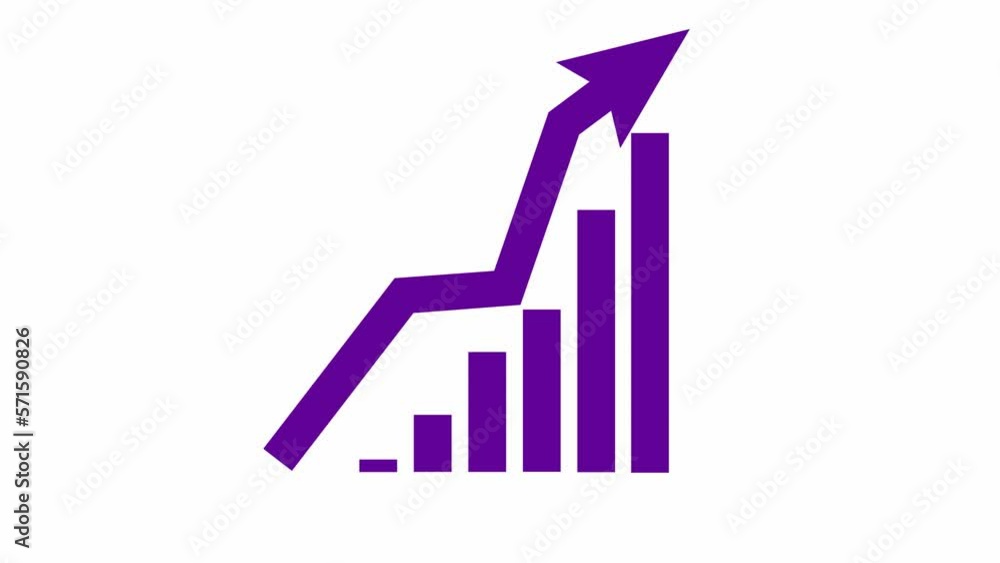 Animated financial growth chart with trend line graph. violet symbol ...