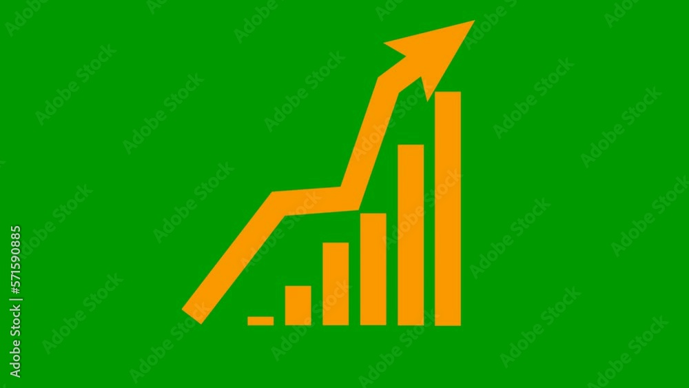 Animated financial growth chart with trend line graph. orange symbol ...