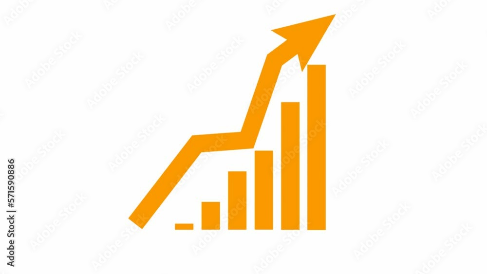 Animated financial growth chart with trend line graph. orange symbol ...