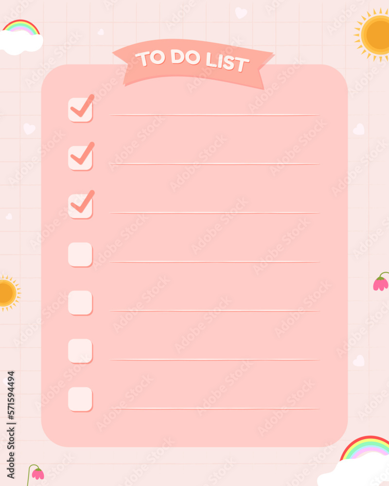 To do list and Note template in cute style. Stock Vector | Adobe Stock