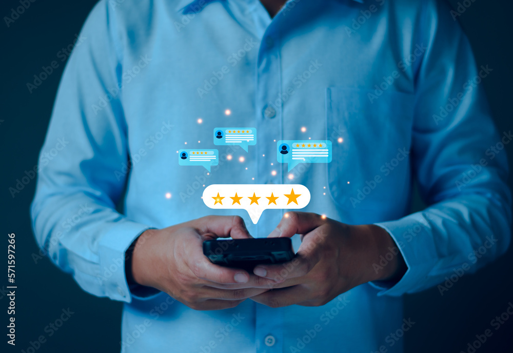 Customer service and Satisfaction ,business man giving Feedback ...