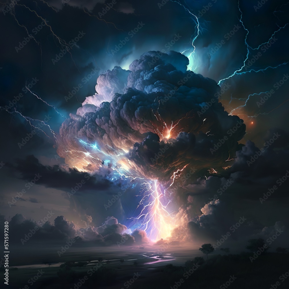 storm,lightning,thunder tornado in dark extreme weather disaster ...