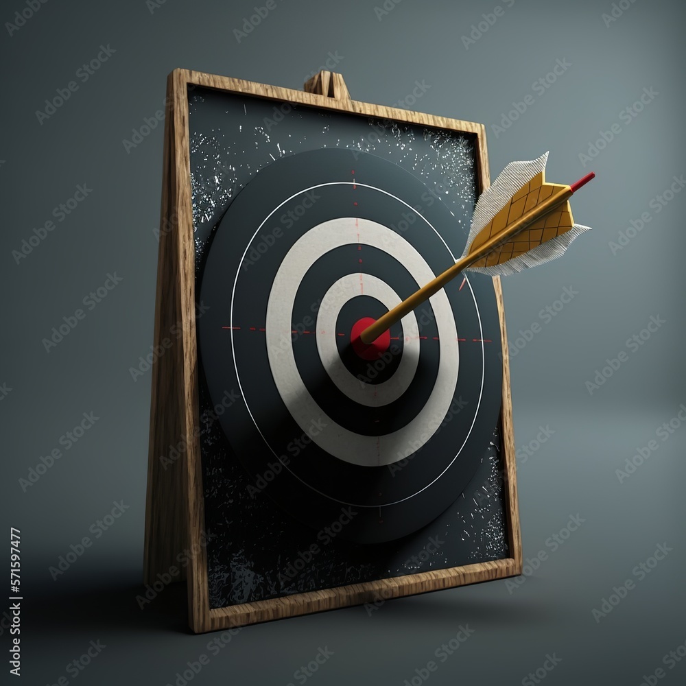 target board with an arrowhead in the middle, realistic aiming ...