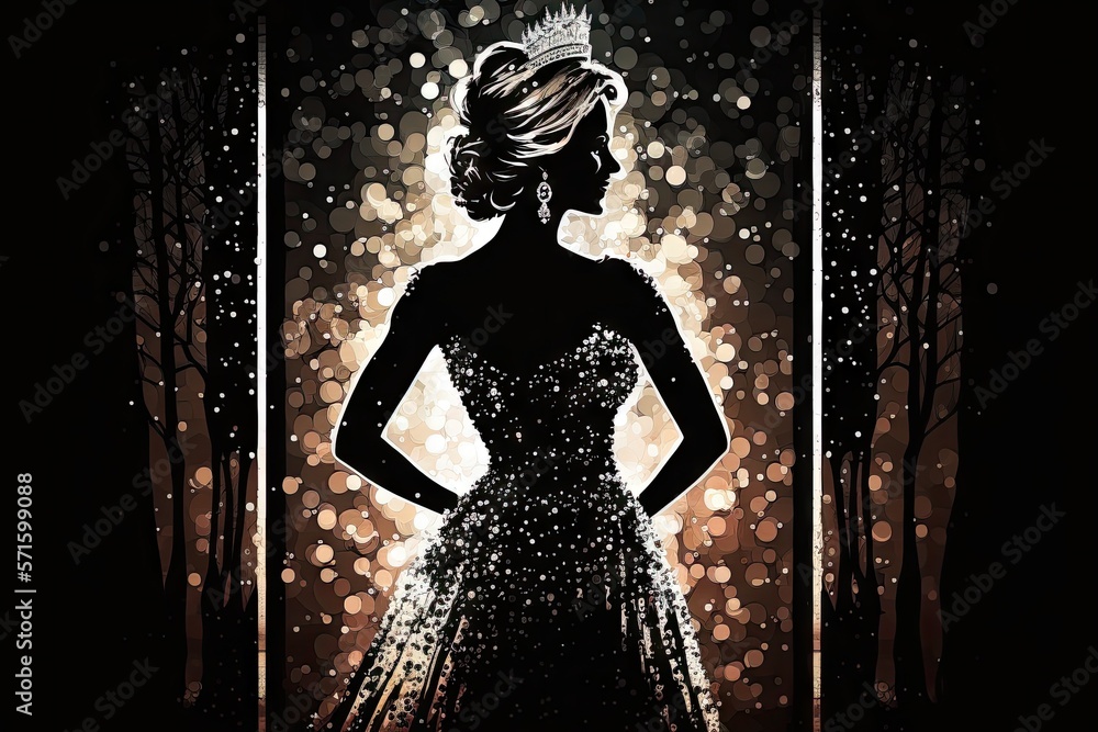 Portrait of Miss Pageant Beauty Contest in sequin Evening Ball Gown ...