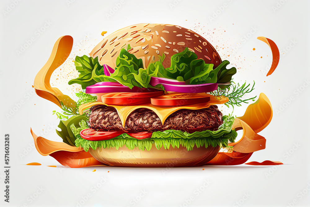 Burger poster for menu restaurant. Burger design style promotional fast ...