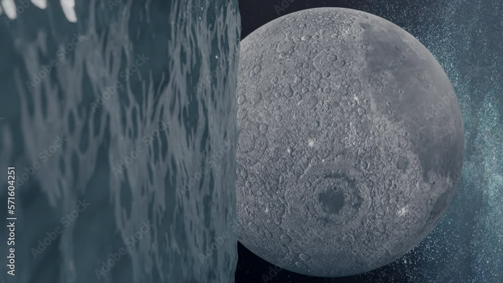 Huge moon over stormy ocean seamless looping motion design abstract ...