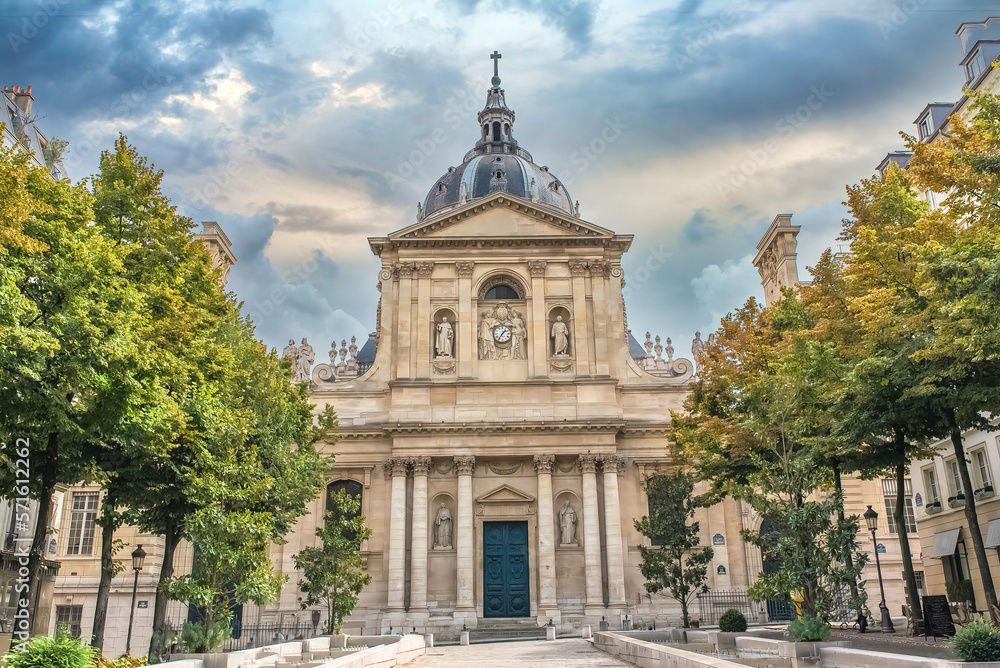 Paris, the Sorbonne university in the Quartier latin, beautiful ...