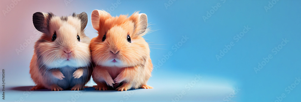 cute hamster & bunny sitting together, full body, photography, soft ...