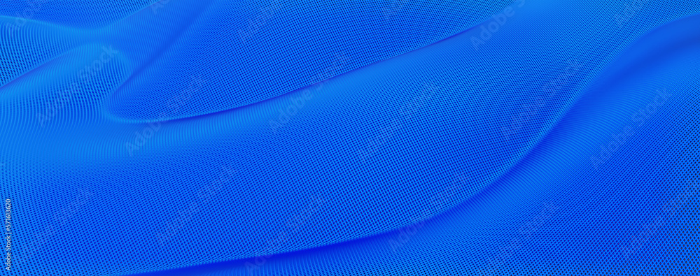 Abstract blue curved wave background 3d render. Design element suitable ...