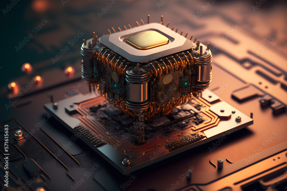 CPU processor with modern futuristic technology appearance. Neural ...