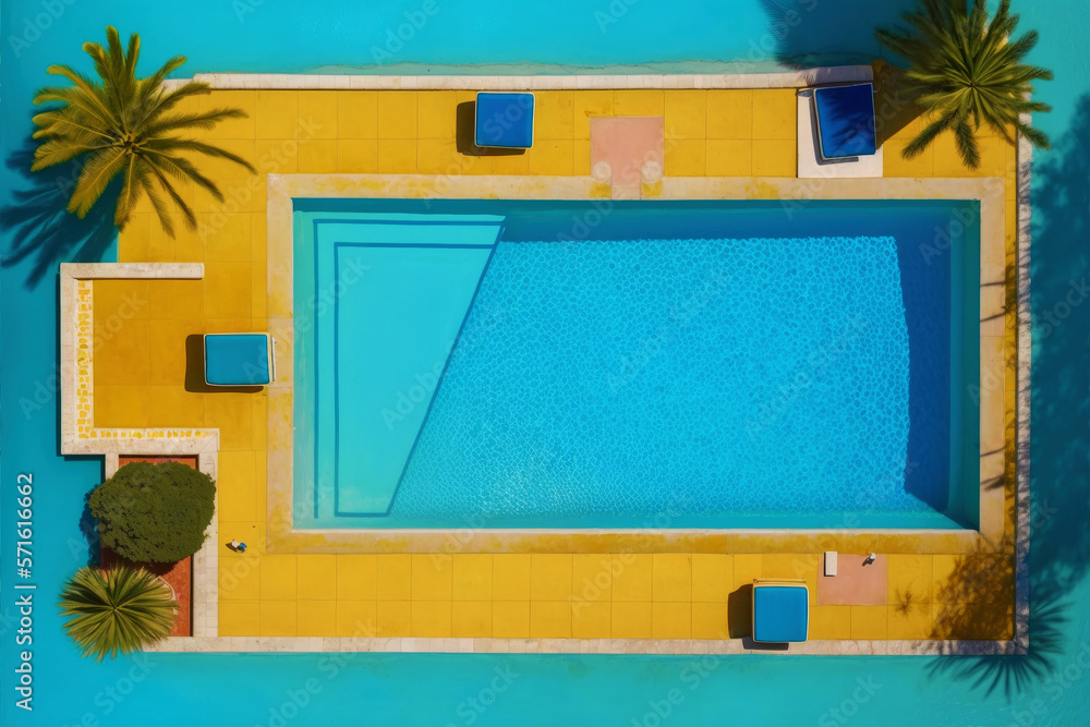 Swimming pool top view. Created with Generative AI technology. Stock ...