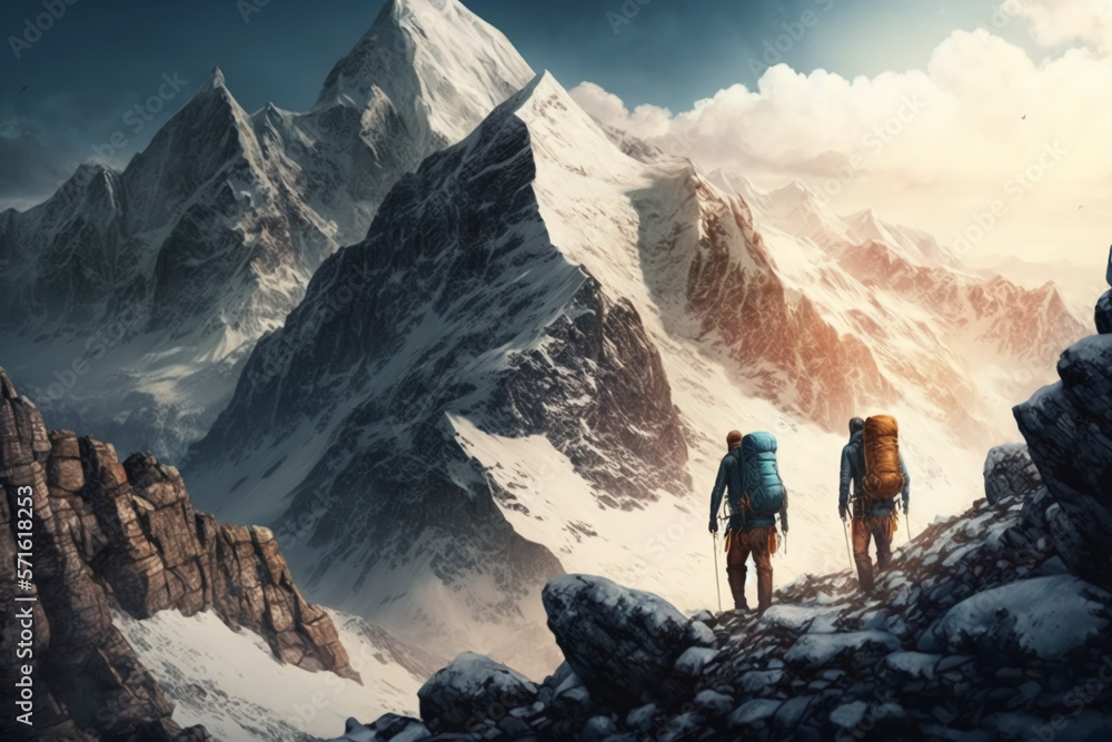 Tourists are moving towards the mountains behind which the sun rises ...