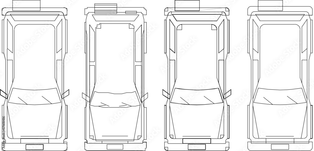 Top view car illustration vector sketch15.eps, Top view car ...