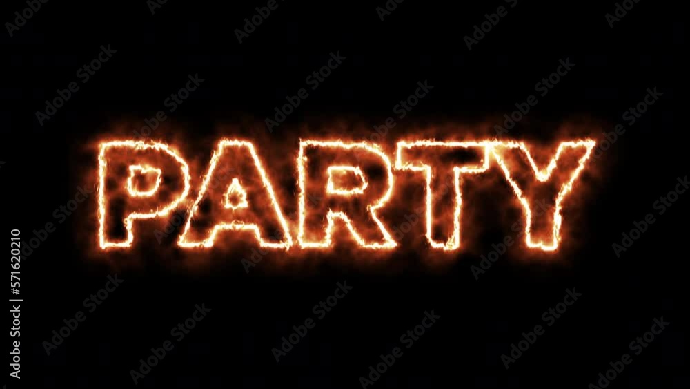 Party burning word, fire text. fire text effect black background ... Party burning word, fire text. fire text effect black background ...