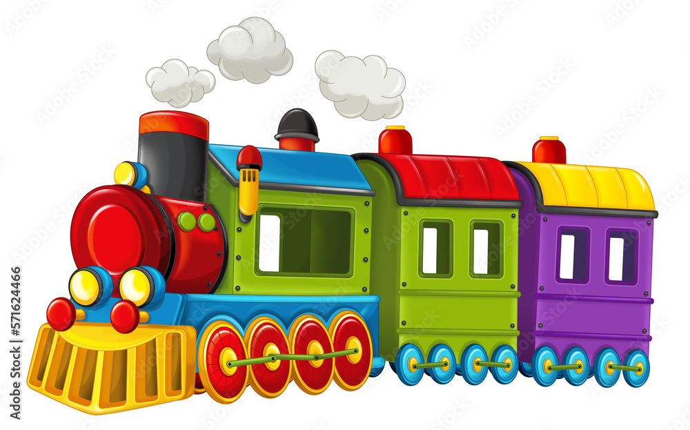 Cartoon funny looking steam train isolated illustration for children ...