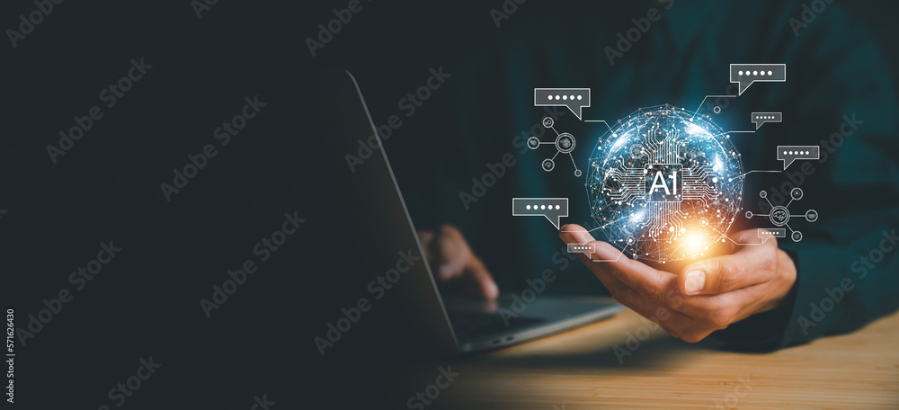 Chatbot chat AI concept, artificial intelligence Businessman using AI ...