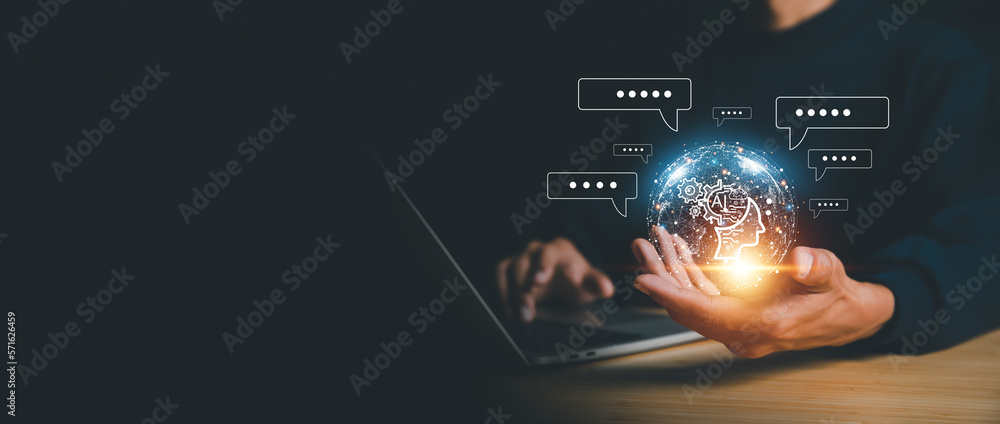 Chatbot chat AI concept, artificial intelligence Businessman using AI ...