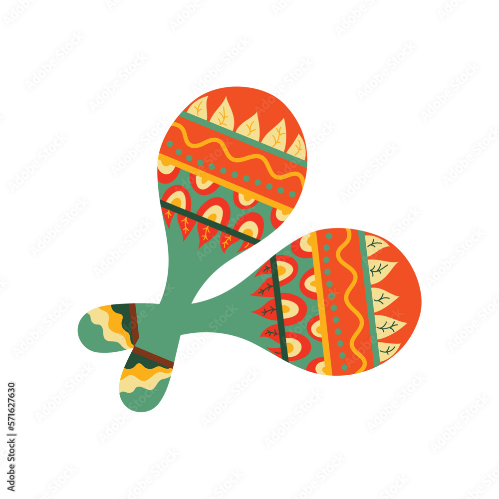 Maracas icons. Mexican Traditional musical instruments. Vector ...