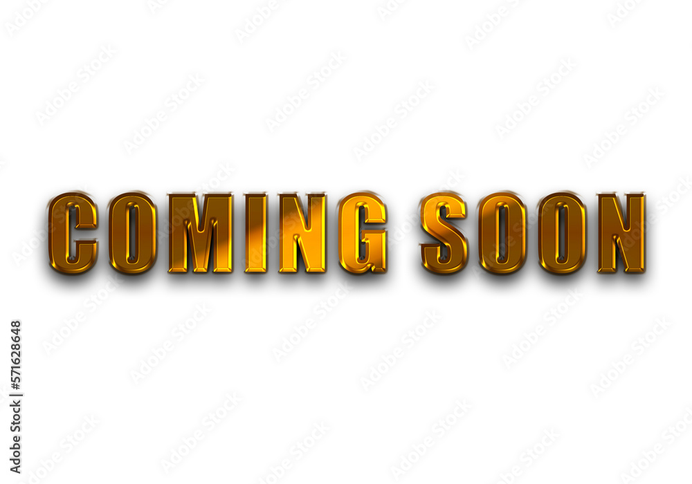 Texto dorado de llega pronto en fondo transparente. Stock Illustration ...