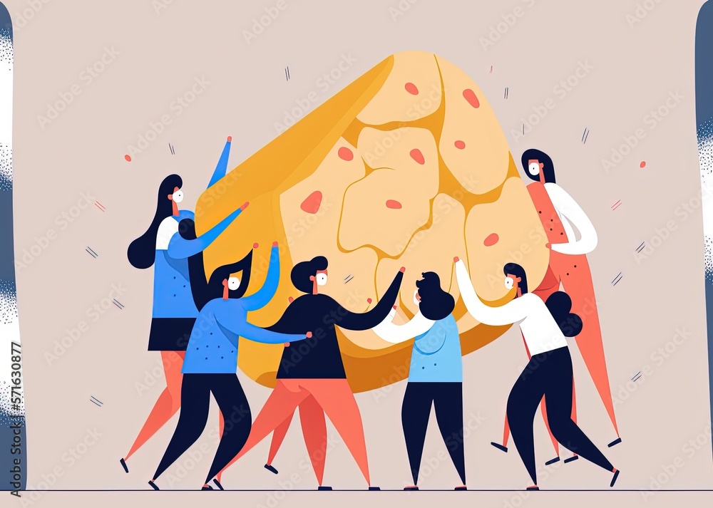 group of people together to lift a heavy object, symbolizing the power ...