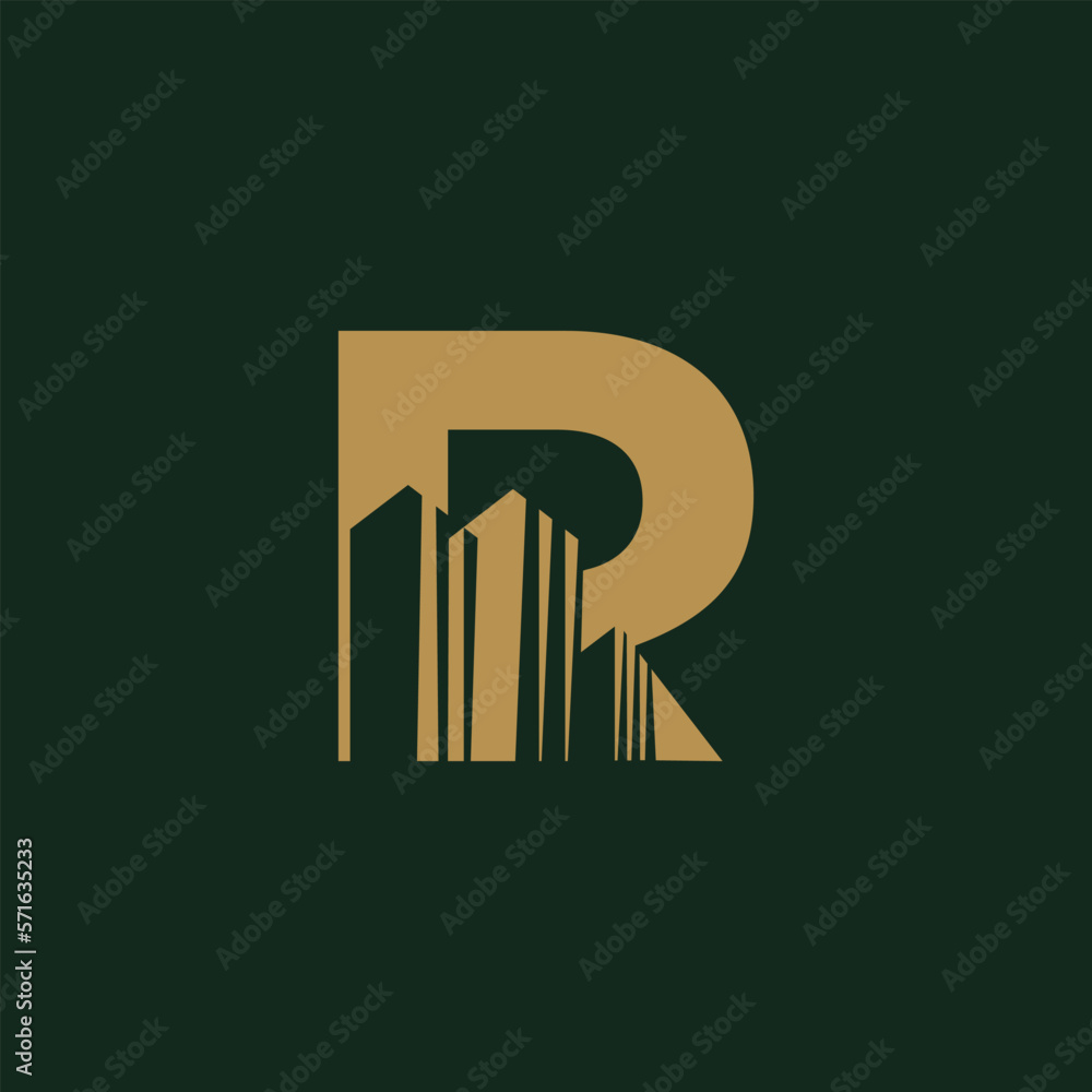 luxury realestate logo design. Vector illustration of letter R and ...
